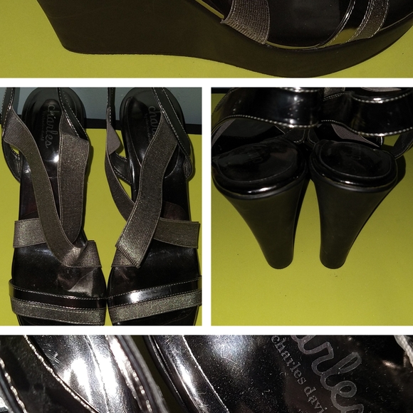 Charles David | Shoes | Charles David Black Glossy Wedge Heels | Poshmark